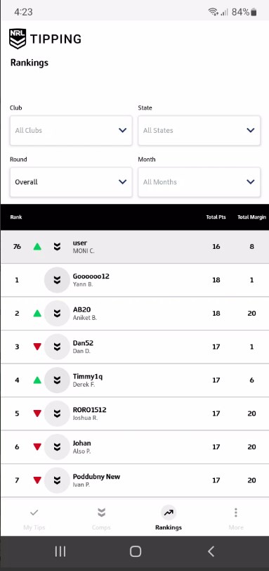 NRL Tipping app for android download 1.2.02
