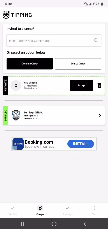 NRL Tipping app for android download 1.2.02